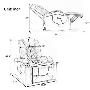 Merax Power Electric Recliner Chair with USB Charge Port and Cup Holder - Home Theater Seating Recliner Sofa Overstuffed Electric PU Recliner Chair Bedroom & Living Room Chair