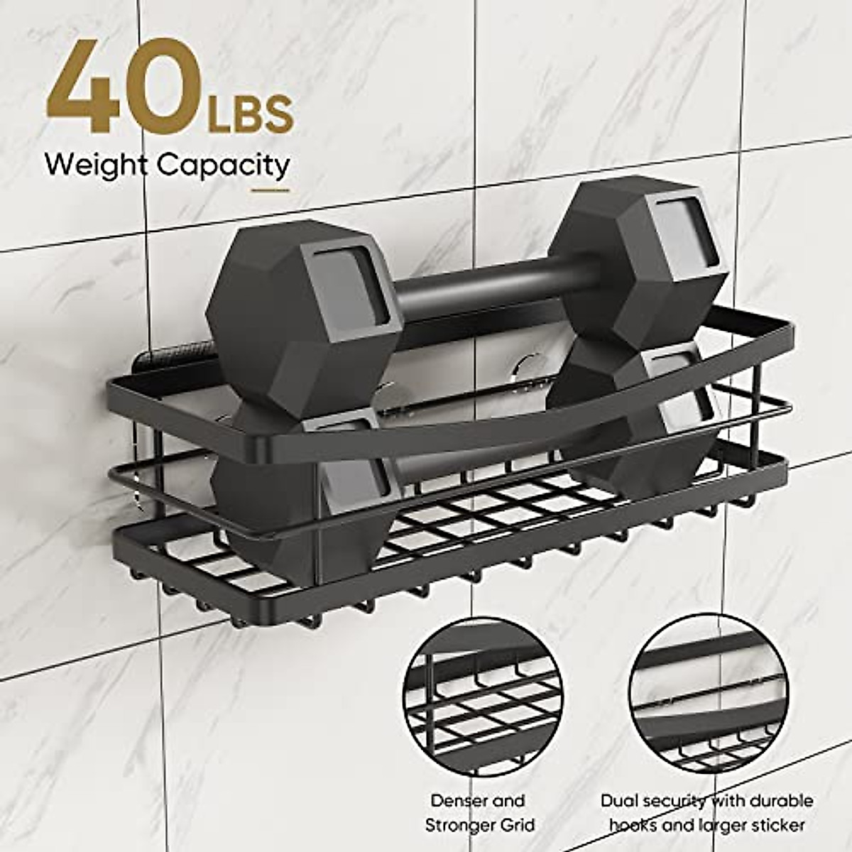 FRWUYU Shower Caddy,adhesive shower shelves Bathroom Shower Organizer Large capacity,[4-Pack],Shower Shelf for Inside Shower Rack,bathroom shower shelves,Matte Black