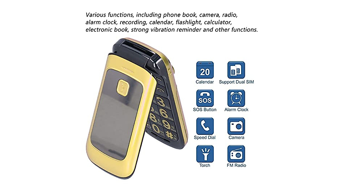 ASHATA Senior Big Button Flip Phone - Easy to Use & Reliable