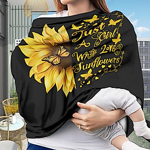 AFPANQZ You are My Sunshine Sunflowers Nursing Cover Breastfeeding Covers Stretch Babies Car Seat Cover Gender Neutral Soft Breathable Infant Carseat Canopy Shopping Cart Stroller Canopy Gifts Black