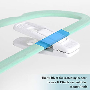 ODILCO White 26pc Velvet Hanger Clips, Pants Velvet Clips, Flocked Clothes Hanger Velvet Finger Grip Clips for Thin Hangers