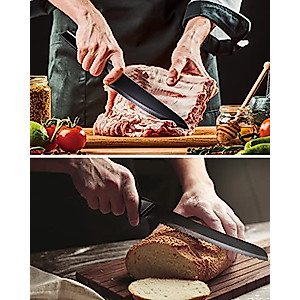 syvio Knife Sets for Kitchen with Block, Kitchen Knife Sets 14 Piece with Built-in Sharpener, Kitchen Knives for Chopping, Slicing, Dicing&Cutting