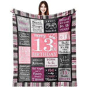 JUCIPAY 13 Year Old Girl Gifts, Gifts for 13 Year Old Girl, 13th Birthday Gifts for Girls Blanket 60''x50'', 13 Year Old Girl Birthday Gift Ideas, Teenage Girl Gifts for 13 Year Old Girl