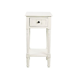 Decor Therapy Simplify Side Storage Drawer Accent Table, 14 in W x 14 in D x 28 in H, Antique White