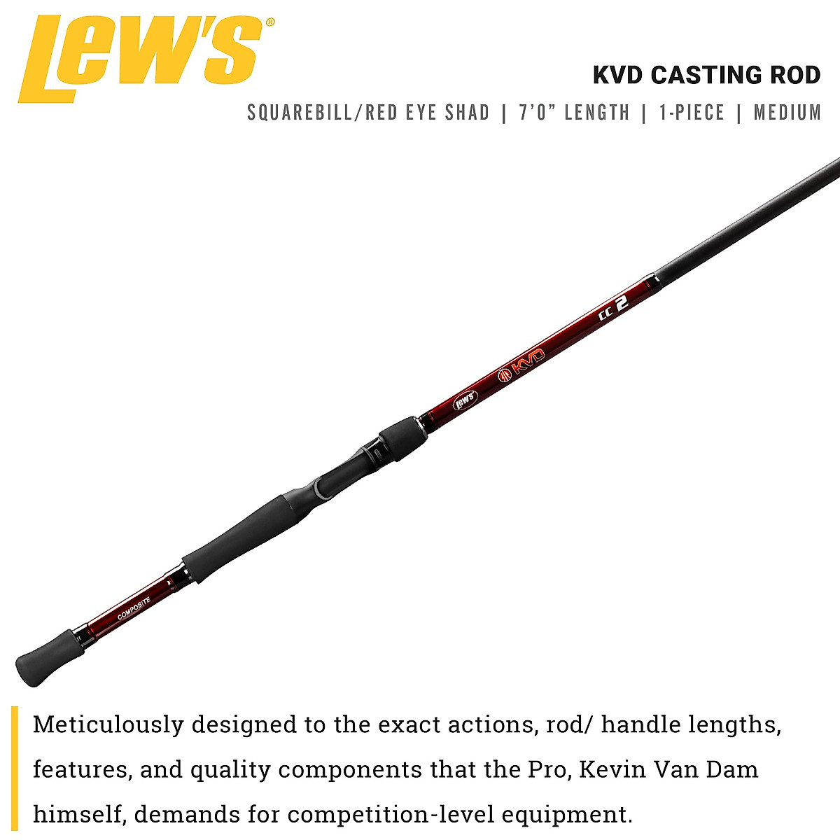 Lew's 7'-1 Med Crankbait Squarebill/Red Eye Shad Casting Rod