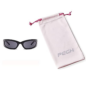 PEGH Wrap Around Sunglasses Y2K Trendy, Fashion Black Sporty Sun Glasses Moon Décor Shades