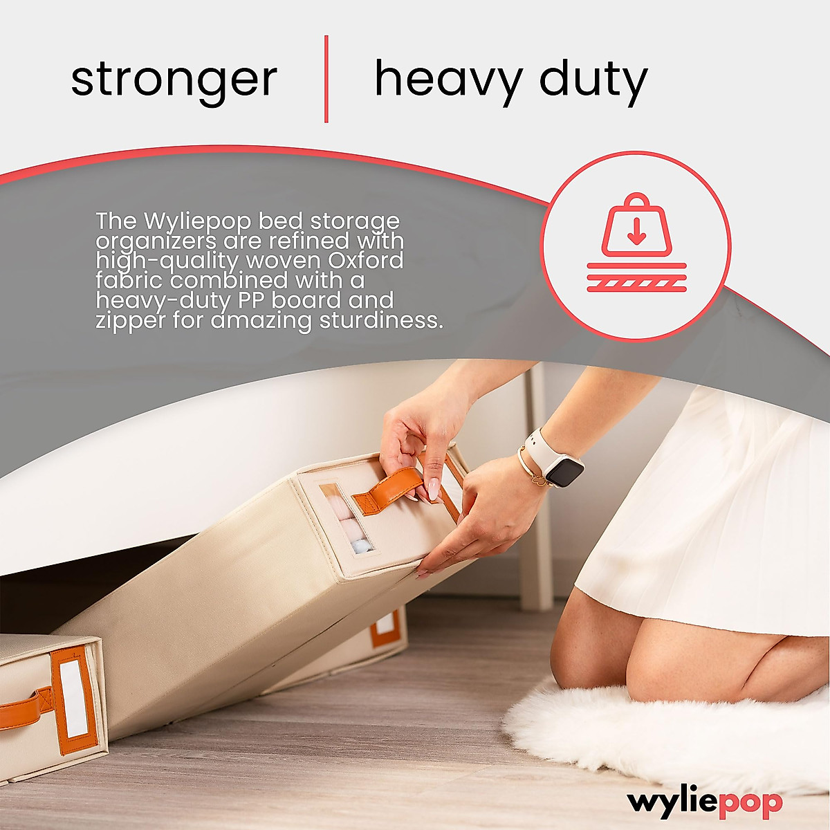 Wyliepop 4-Pack Bed Sheet Organizers, Premium Bedsheet Organizers and Storage with Leather Handles & Borders, Woven Oxford Fabric, Heavy Duty Zipper - 14.9"x12.6"x4.7" Linen Bedsheet Organizer Boxes