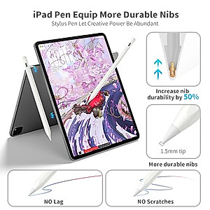 Stylus Pen for iPad,4X Fast Charge,10 Hour Use,Low Latency,Compatible Work for 2018-2024 iPad Air 11/13-inch(M2) Air/3/4/5/6,iPad Mini 5/6,iPad 6/7/8/9/10,iPad Pro 11/13-inch(M4),Pro 11"/12.9"(White)