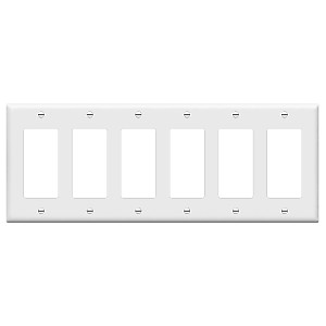 ENERLITES Decorator Light Switch or Receptacle Outlet Wall Plate, Size 6-Gang 4.50" x 11.81",Polycarbonate Thermoplastic, 8836-W, White