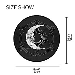 ALAZA Fantastic Moon Skull Round Area Rug Non-Slip Floor Mat for Dorm Bedroom Living Room Home Decor 3ft Diameter