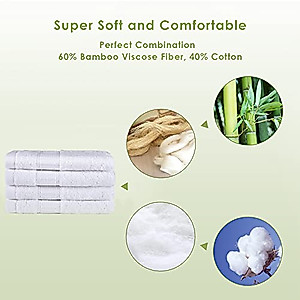 CANFOISON Bamboo Washcloths for Face and Body, 4 Pack White Washcloths for Adult Kids Baby Luxury Super Soft Highly Absorbent Bathroom Towels 13"x13"
