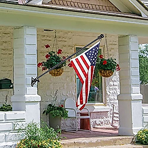 Flag Pole with Bracket,5FT/6FT Flagpole Kit American Flag with Pole Holder Mounting Bracket Stainless Steel Heavy Duty for Garden Yard Truck Boat Rustproof (6FT, Black Flag Pole With Black Bracket)