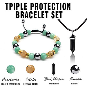 Citrine Crystal Bracelet with Green Aventurine for Maximum Lucky Money Wealth, Prosperity, Good Luck Feng Shui Bracelet Hematite Bracelet Pulseras para hombres, Bracelets for Women, Mens Bracelets Set