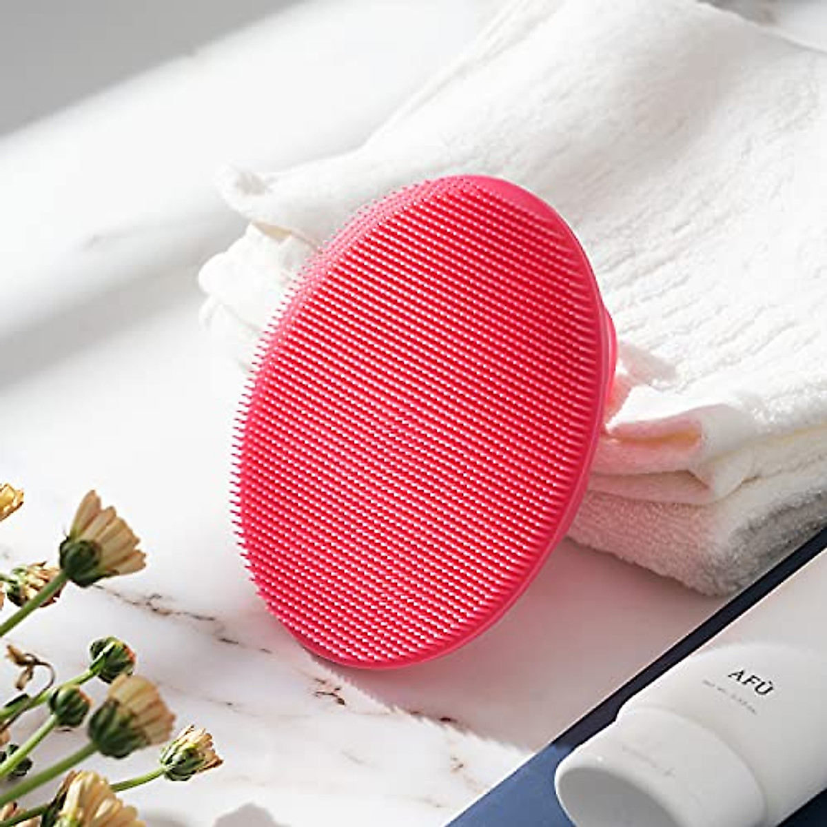 YEADMAL Silicone Body Scrubber Shower Cleansing Brush Pad Bath Exfoliating Soft Bristles SPA Massage Skin Care Tool,for Sensitive and All Kinds of Skin (Pink)