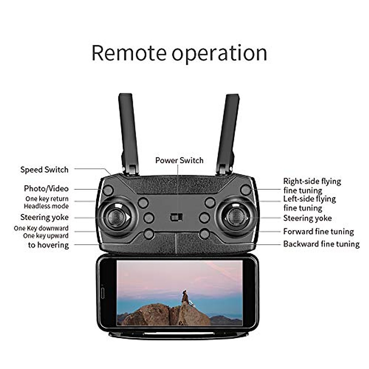 E88 Pro Drone with dual 4k camera, Kids/Beginner, wifi fpv 1080 hd, Dual foldable RC Quadcopter , Altitude hold, Headless mode, visual positioning, auto return, mobile app control, Black, 360 flip