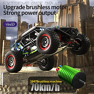 Brushless RC Car, 70km/h, 16106 PRO, High Speed RC Car, RTR, 1/16 4WD Off-Road Drift Brushless Crawler RC Truck for Adults Blue