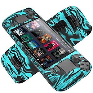 Case for Steam Deck Protector Skin: Full Silicone Protective Soft Cover Shockproof Non Slip and Anti Scratch Accessories for Stream Deck (Camouflage Army Blue)