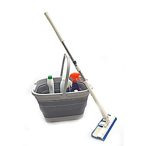 SAMMART Collapsible Rectangular Handy Basket / Bucket (15L Rectangular, Dark Grey (Set of 2))