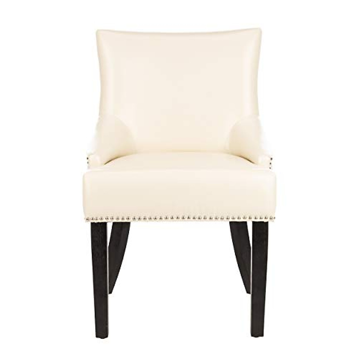 Safavieh Mercer Collection Christine Cream Leather Nailhead Dining Chair, Set of 2