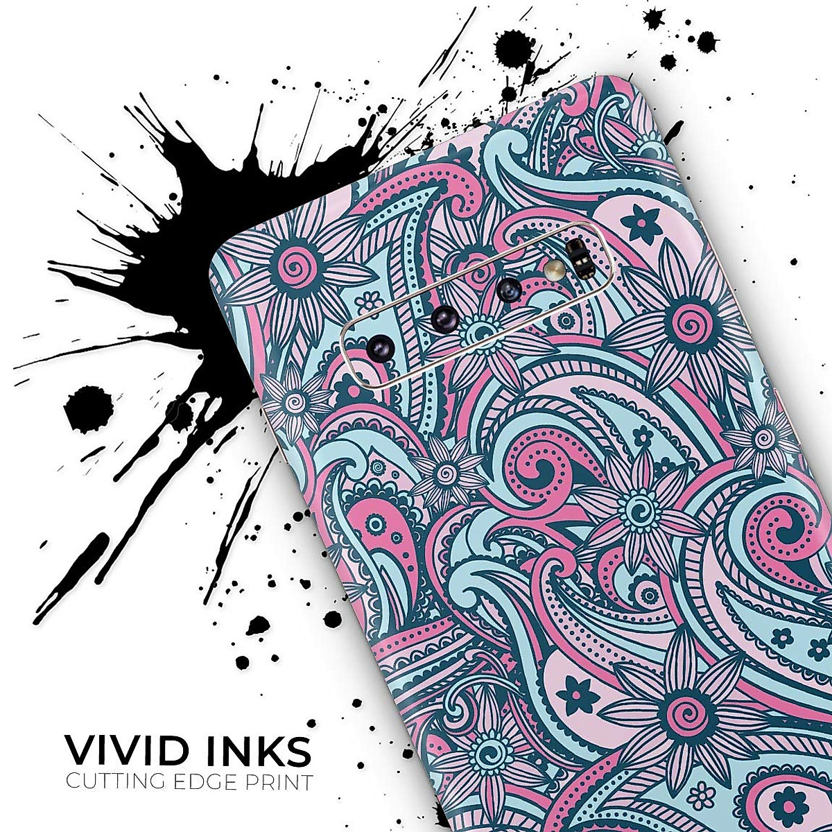 DesignSkinz Seamless Mint and Pink Sprout Protective Vinyl Decal Wrap Skin Cover Compatible with The Samsung Galaxy S20 (Screen Trim & Back Glass Skin)