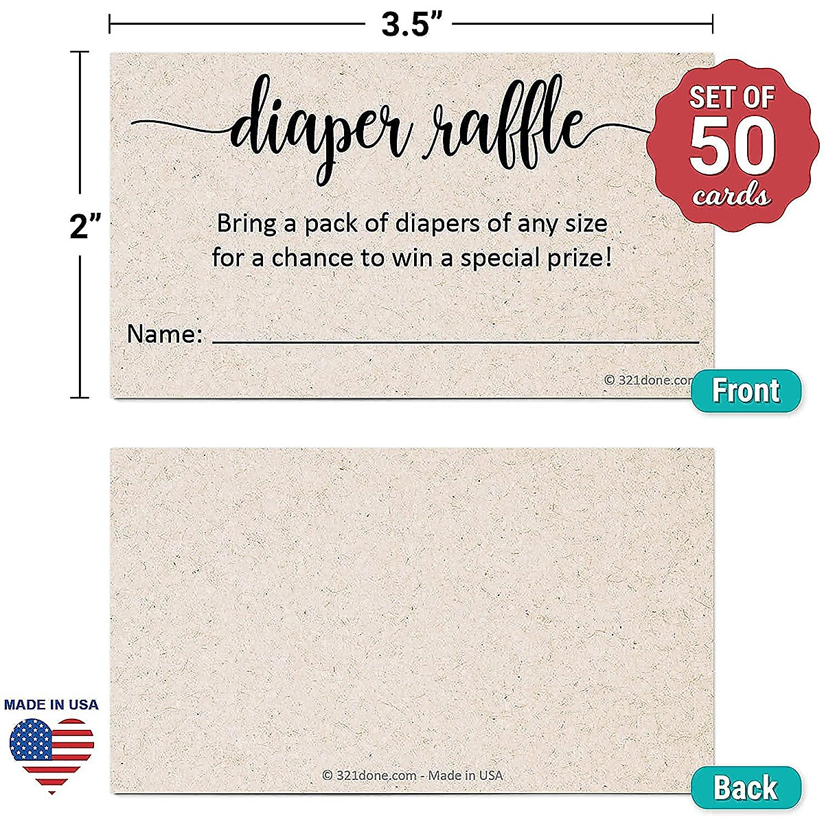 321Done Baby Shower Bundle: Diaper Raffle and Advice for Mom-to-Be - Kraft