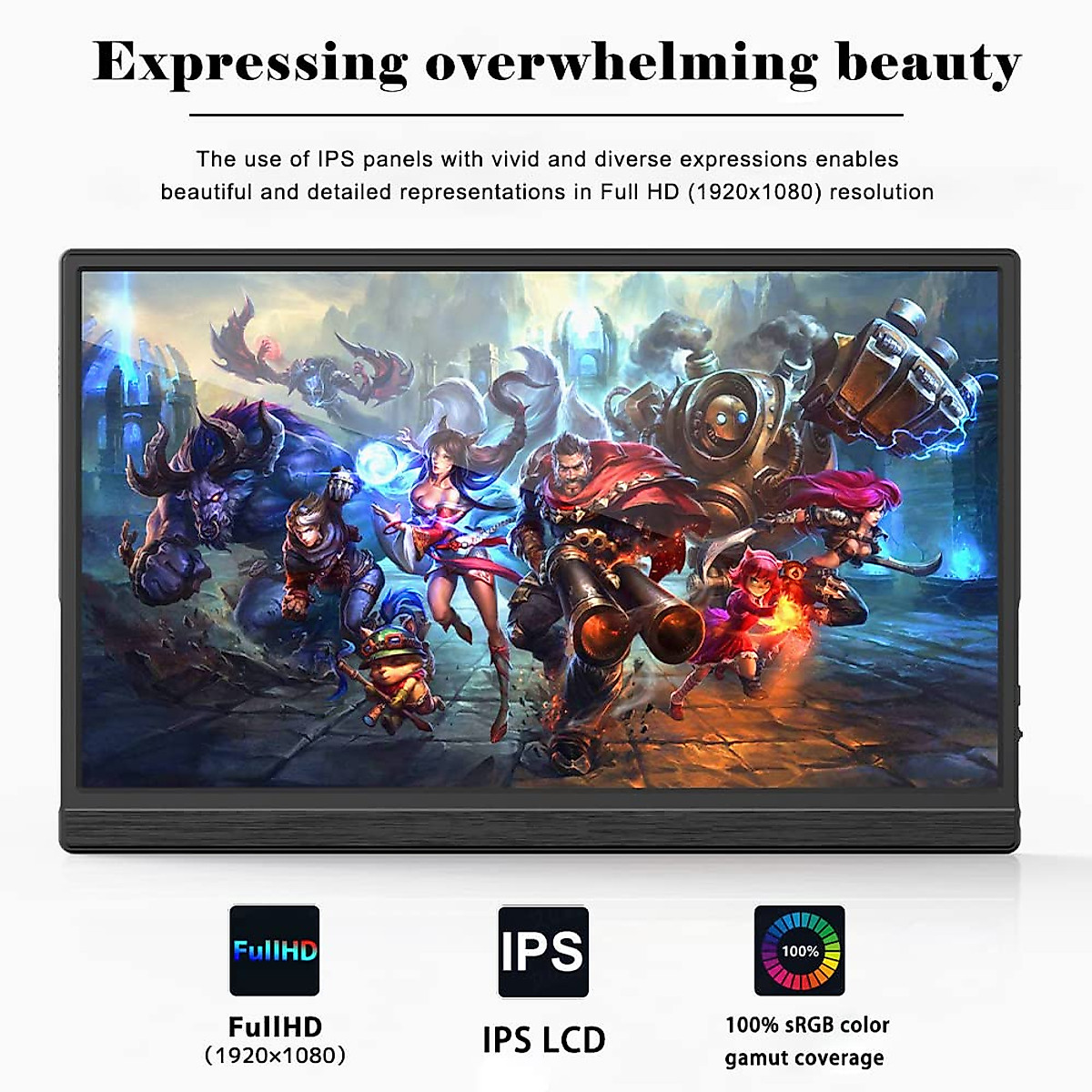 RJTEK Portable Monitor 15.6inch 1080P FHD Travel Display for Laptop HDMI Computer HDR IPS Gaming External Monitor for PC Mac Phone PS4 PS5 Xbox Switch