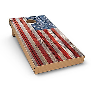 Design Skinz Wood Skin Set for Cornhole (Skin Only) - Wooden Grungy American Flag