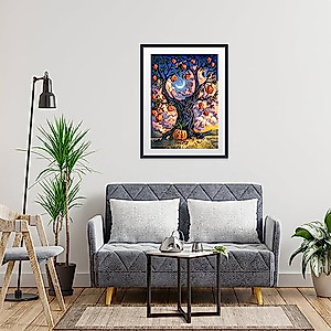 MOGTAA Fall Diamond Art Kits for Adults, Full Drill Pumpkin Tree Diamond Painting Kits for Adults Beginner, Round 5D Halloween Diamond Dots Kits Gem Painting Arts for Home Decor 12x16inch