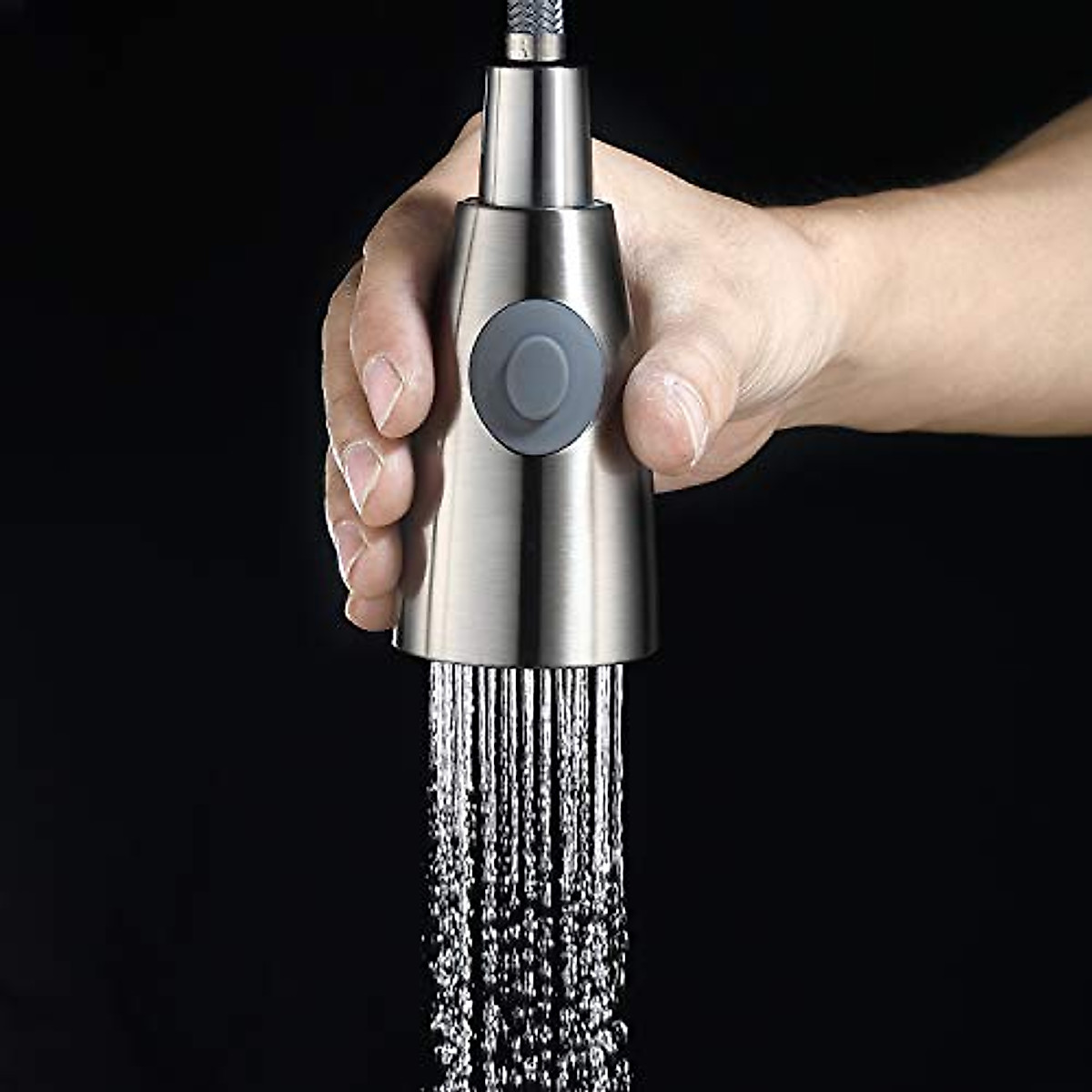 Kitchen Faucet Sprayer Head 2-Function Nozzle Spout G1/2 Connector Pull Down Pull Out Kitchen Tap Hose Sprayer Filter Sink Spray Head Replacement Part Brushed Nickel