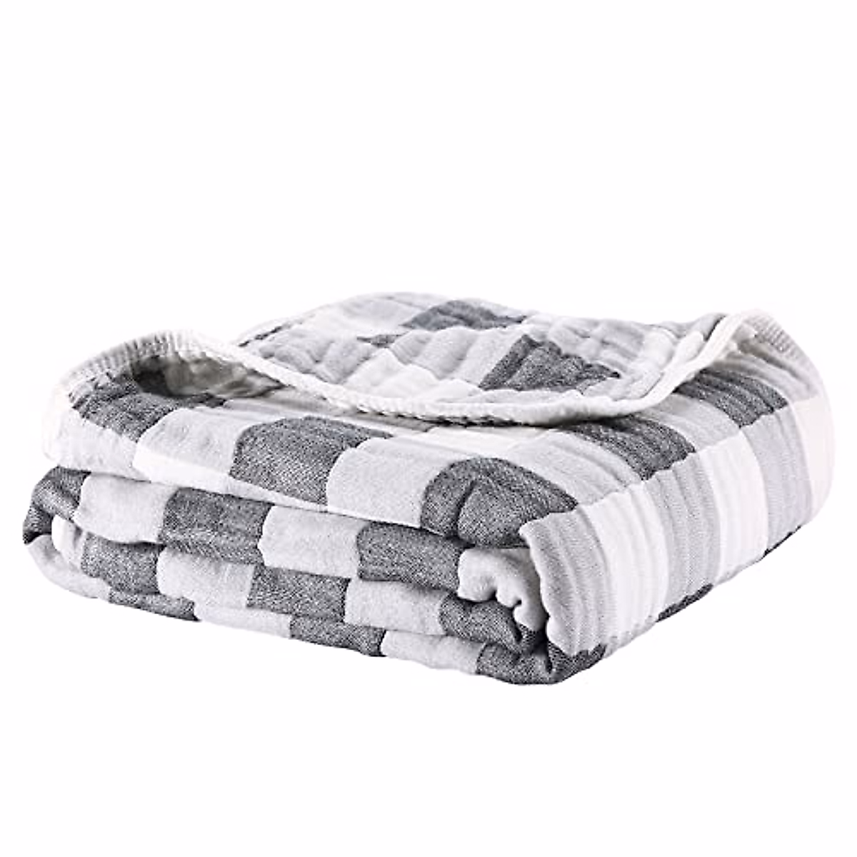 Baby Muslin Blankets Neutral Cotton Receiving Swaddle Blanket, Large Baby Quilts for Girls Boys. Also for Newborn Nursing Cover, Baby Bath Towels, Toddler Blanket for Crib (Grey,White)