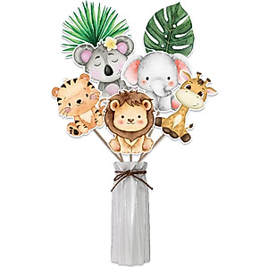 28 Pcs Safari Table Centerpieces Baby Shower Decorations Centerpiece Sticks Oh Baby Centerpieces Tables Toppers for Boys Kids Party Supplies