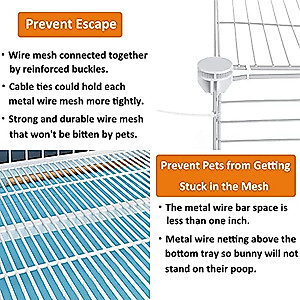 DuvinDD 2-Story Rabbit Cage Indoor Bunny Hutch with 2 Deep Pull-Out Trays and Urine Guard, Guinea Pig Cage Metal Wire Netting Villa, Small Animals House for Ferret, Chinchilla, Hedgehog (White)
