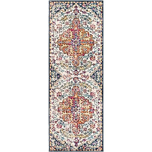 Livabliss Odelia Vintage Bohemian Runner Area Rug,2'7" x 7'3",Orange/Navy