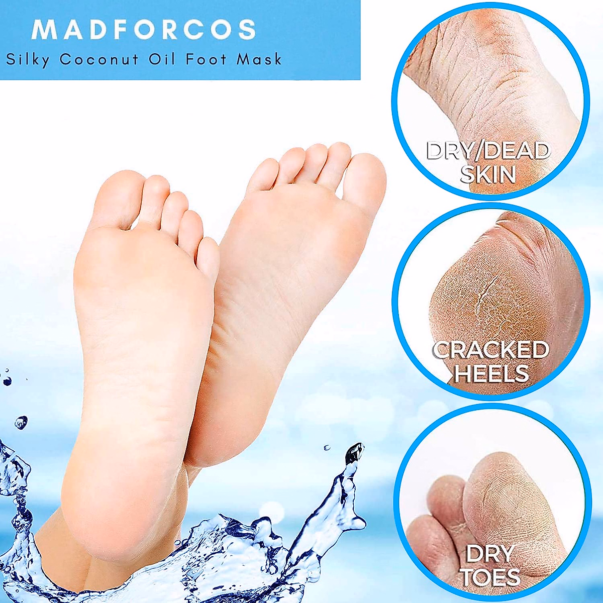 [5PCS Made In Korea] KN FLAX Madforcos Foot moisturizing Mask - Removes Dead Skin for Softer And Smoother Feet - Repairs Rough Heels And Dry Toe Layers - Natural Exfoliation Treatment To Uplift And Rejuvenate Safely