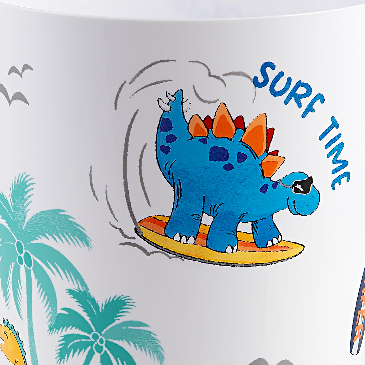 Allure Home Creation Surfin' Dino Wastebasket Compact Size 1.71 gallons