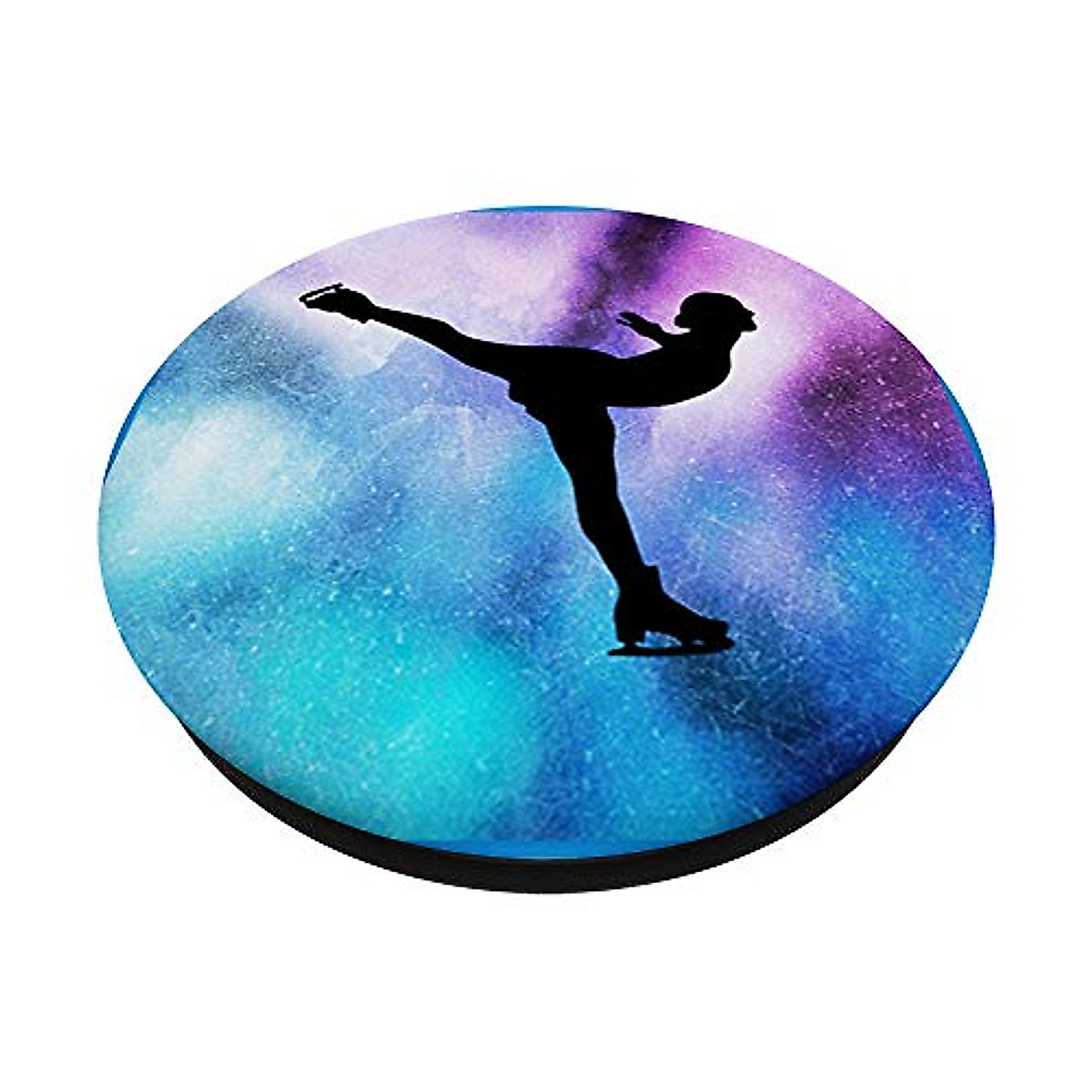 Figure Skater Black Silhouette on Watercolor Background PopSockets PopGrip: Swappable Grip for Phones & Tablets