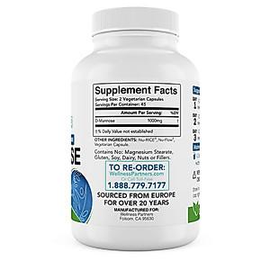 UTI Slip D-Mannose Non GMO Organic Source Veggie Capsules 90 Count (500 Mg)