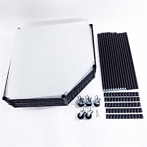 drsapfa Garage Shelving, Shelving Unit, Storage Shelf, Changeable Assembly Floor Standing Carbon Steel Storage Rack, Heavy Duty Steel 6-Tier Corner Restaurant Shelf Commercial Food Storage (Black)