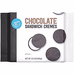 Amazon Brand - Happy Belly Chocolate Sandwich Creme Cookies, 14.3 ounce (Pack of 1)