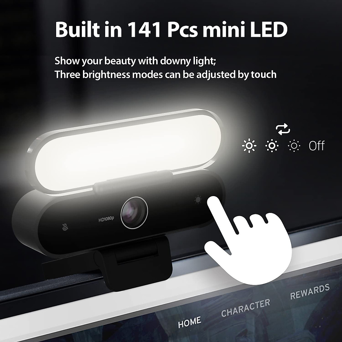 ZECHIN Studio 5-in-1 Full HD 1080P Webcam with Light, Microphone & Speakers, Computer Camera with Fill Light & Privacy Protection, Web Cam Supports Clear Stereo Audio, HD Light Correction