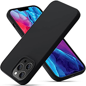 XRPow Silicone Case for iPhone 13 Pro Max, Compatible with iPhone 13 Pro Max Liquid Silicone Gel Rubber Slim Shockproof Protective Phone Case with Soft Anti-Scratch Microfiber Lining, 6.7Inch Black