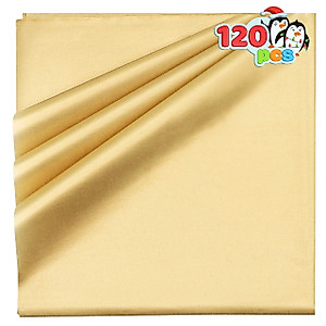 JOYIN 120 Piece Christmas Metallic Gold Tissue Paper Assortment (20" x 20" inches) Holiday Gold Gift Wrapping for Party Favors Goody Bags, Xmas Presents Wrapping Stocking Stuffers