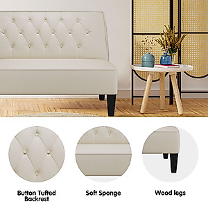 annjoe Button Tufted Loveseat Settee Upholstered Sofa Backrest Buckle Couch Banquette Bench for Dining Room Living Room Bedroom Funiture