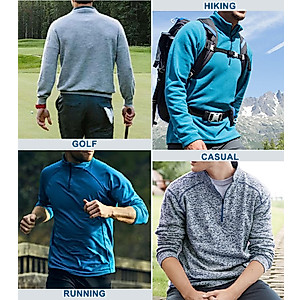 KEFITEVD Athletic Shirts for Men Long Sleeve Athletic Shirts Fleece Lined Golf Shirts Gym Shirts Fitness Shirts Breathable Pullover Shirts Black