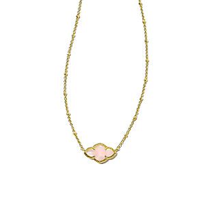 Kendra Scott Abbie Pendant Necklace in 14k Gold-Plated Brass, Fashion Jewelry for Women, Rose Quartz