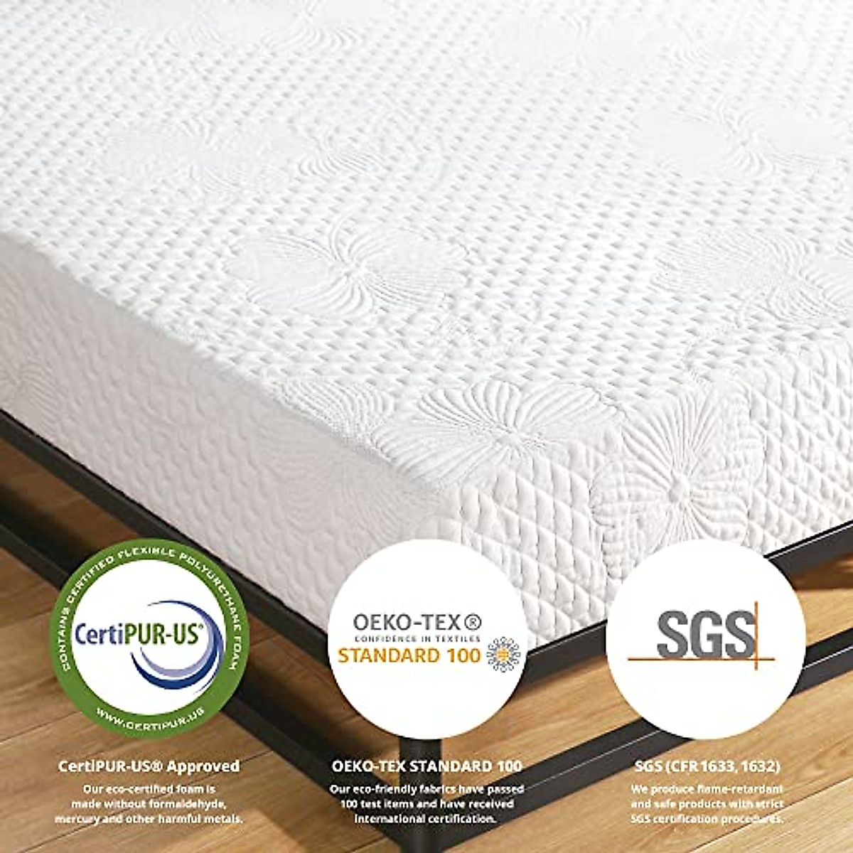Olee Sleep 8 in Solar Memory Foam Mattress Queen 08FM01Q White