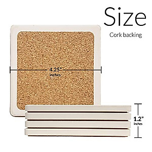 CoasterStone Absorbent Coasters, 4-1/4-Inch, "Retro Modern", Set of 4