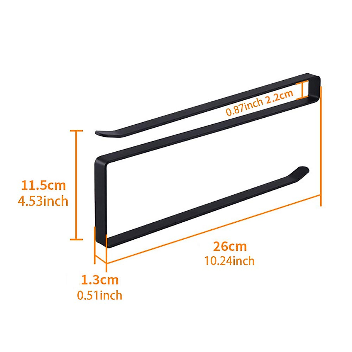 Usmascot Paper Towel Holder Dispenser Under Cabinet Paper Roll Holders (NO Drilling) for Kitchen Bathroom, Hanging Paper Towel Rack Hanger Over the Door, Humanized Design (Black)