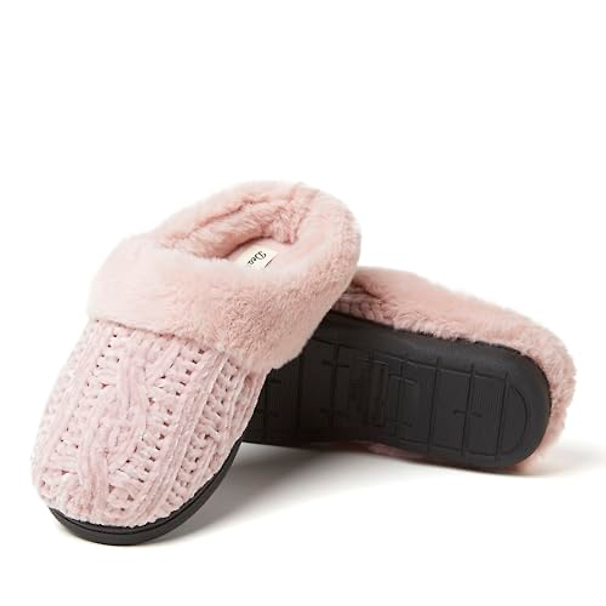 Dearfoams womens Claire Marled Chenille Knit Clog Slipper, Pale Mauve, Large US