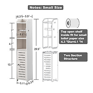 AOJEZOR Toilet Paper Holder Stand: Small Bathroom Storage Cabinet Fit for Small TP Roll - White